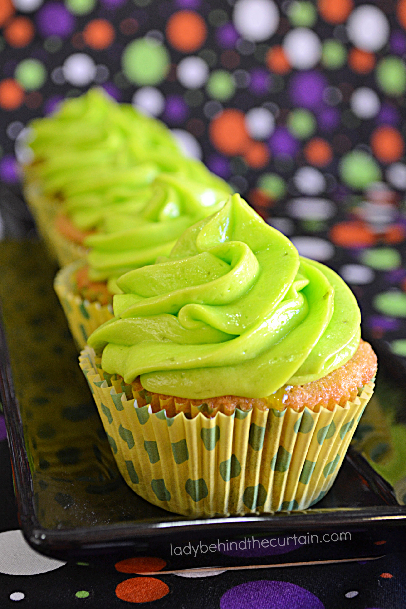 Slime Filled Coconut Lime Halloween Cupcakes