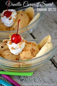 Vanilla Caramel Swirl Banana Splits