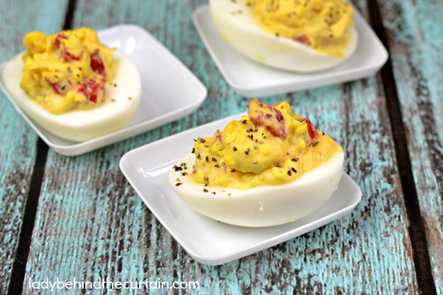 Roasted Red Pepper Deviled Eggs