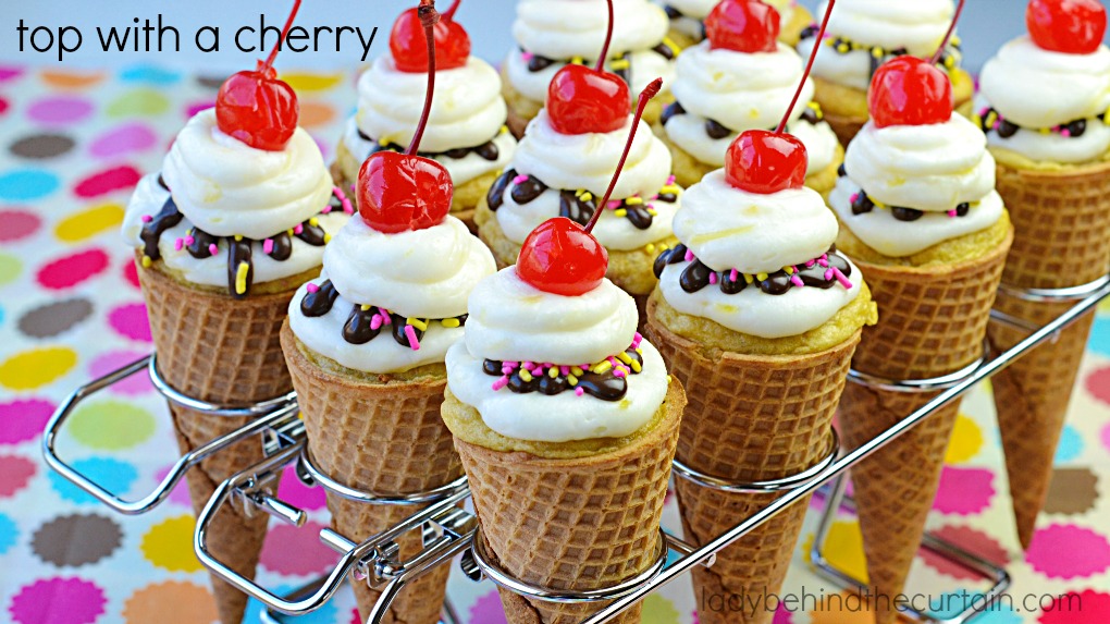 Banana Split Ice Cream Cone Cupcakes