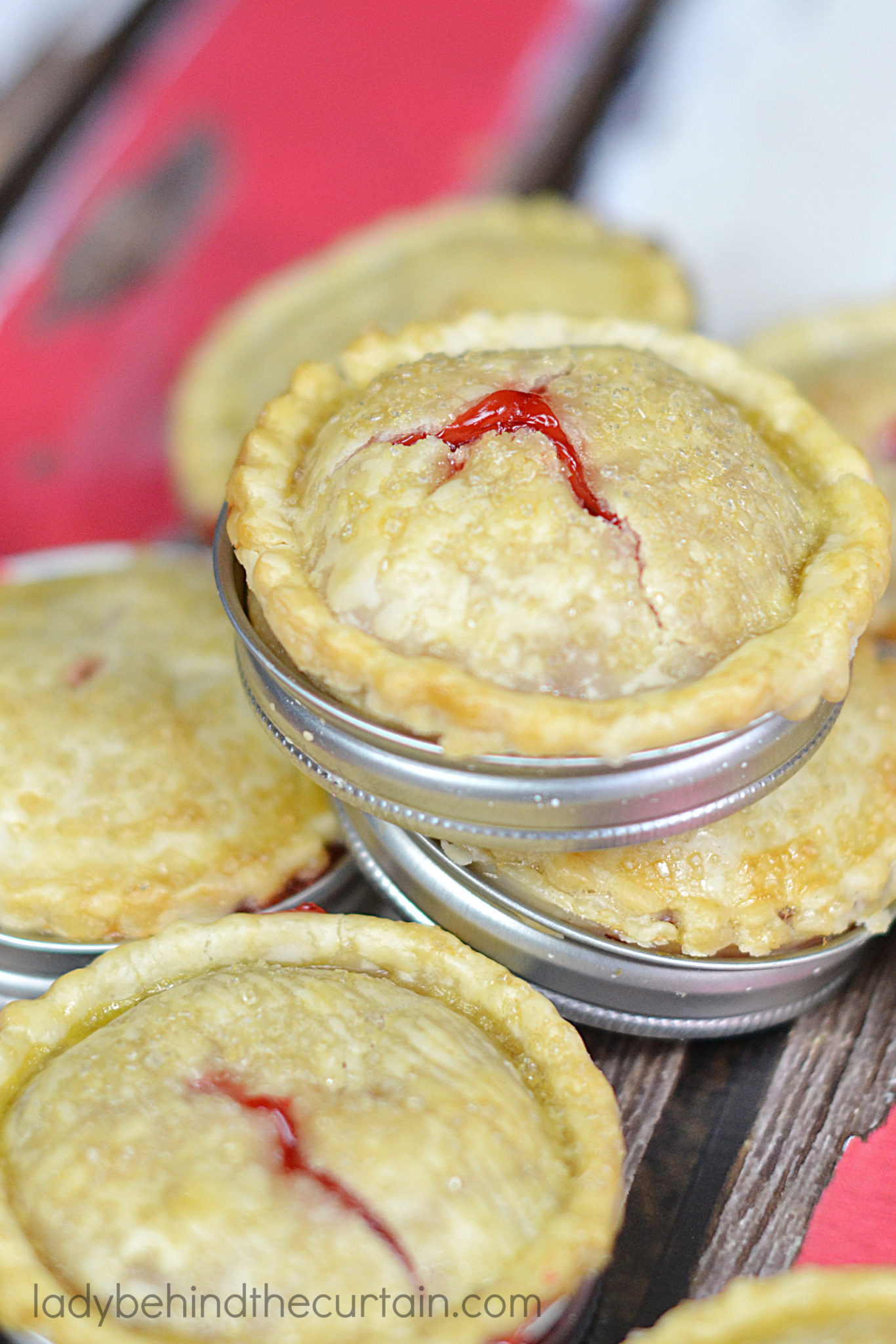 Mason Jar Lid Cherry Pies
