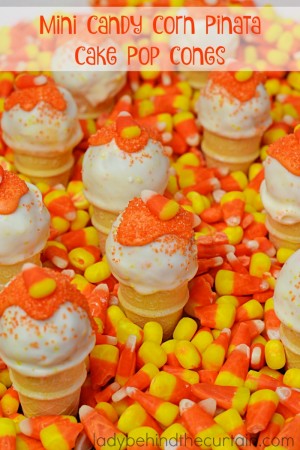 Mini Candy Corn Pinata Cake Pop Cones
