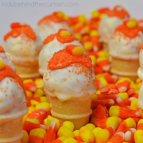 Mini Candy Corn Pinata Cake Pop Cones