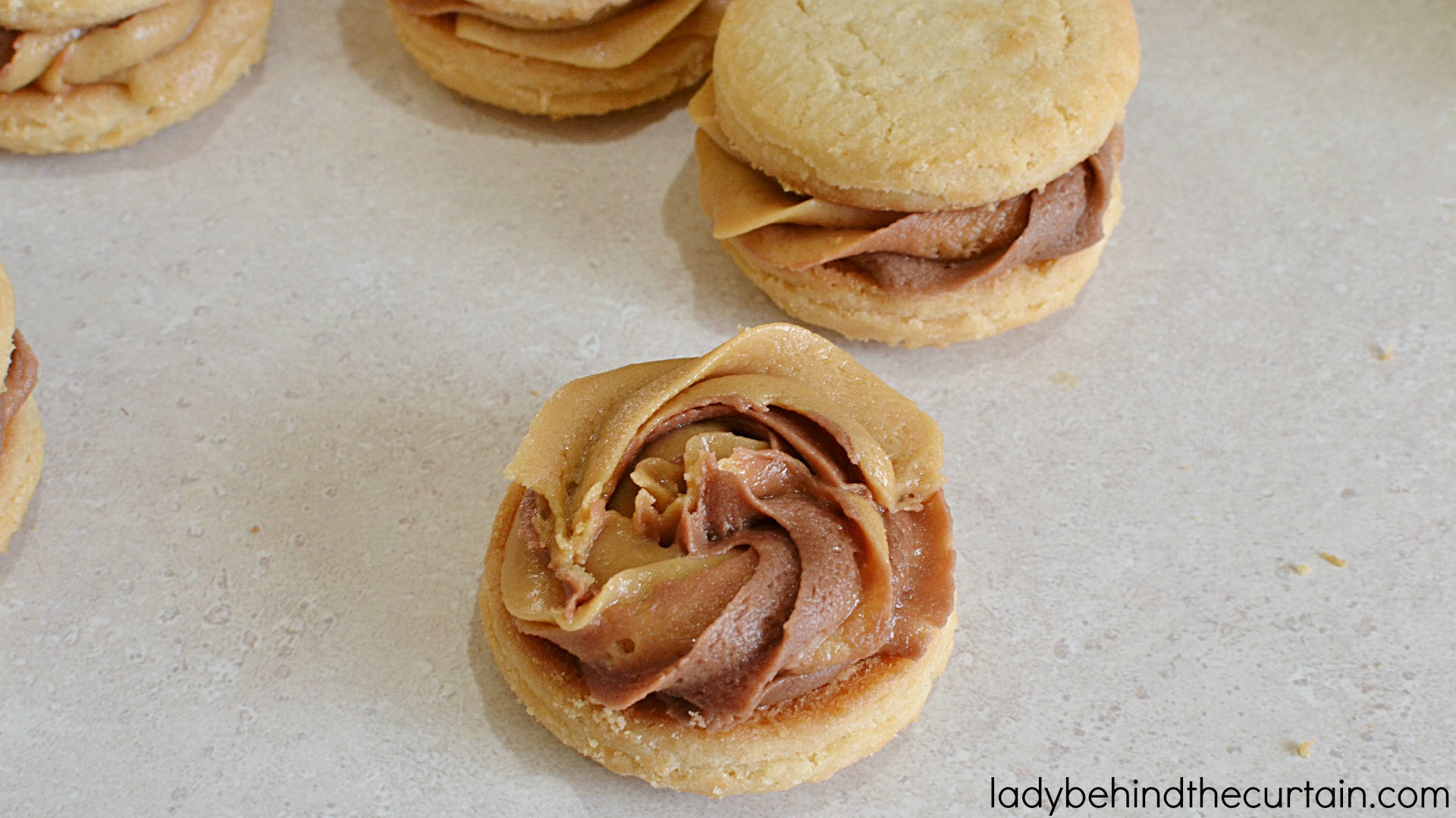 Easy Chocolate Cookie Butter Swirl Sandwich Cookies