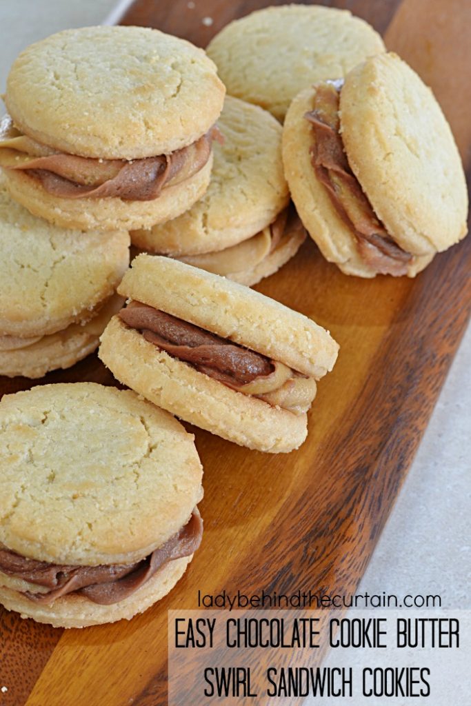 Easy Chocolate Cookie Butter Swirl Sandwich Cookies
