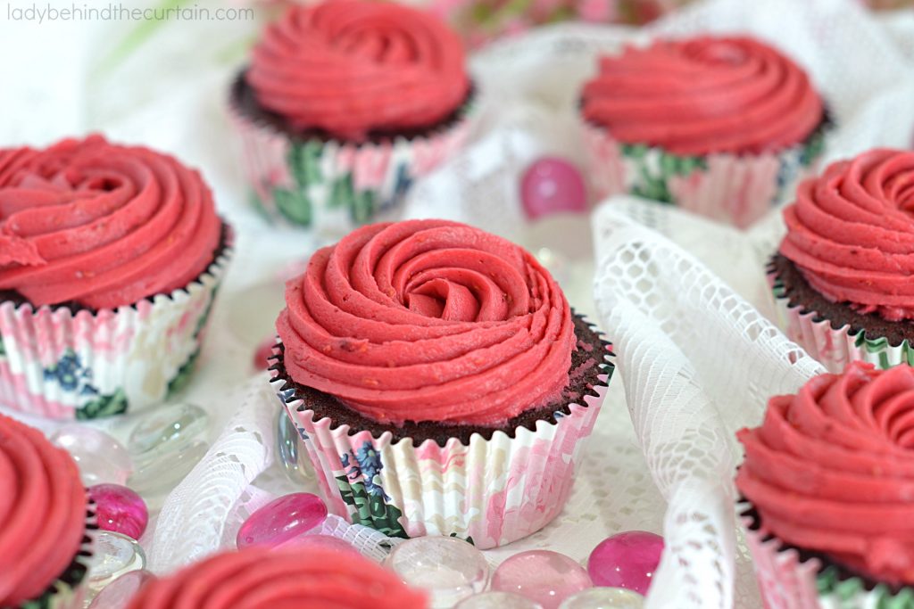 Dark Chocolate Raspberry Cupcakes, birthday party cupcakes
