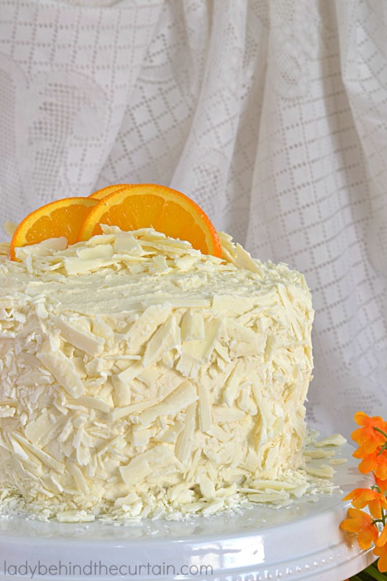 White Chocolate Orange Cream Filled Cake, easter cake, spring cake