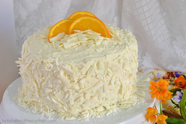 White Chocolate Orange Cream Filled Cake, easter cake, spring cake