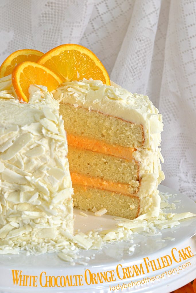 White Chocolate Orange Cream Filled Cake, easter cake, spring cake