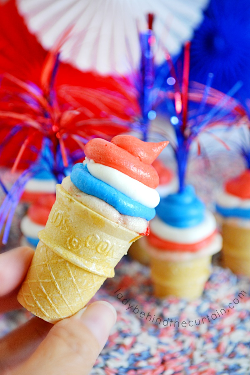 Almond Cherry Mini Cone Cupcakes