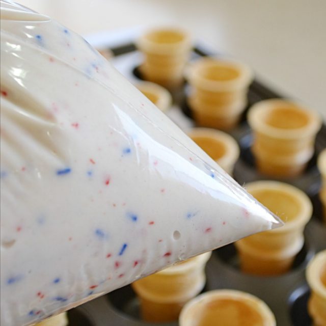 Almond Cherry Mini Cone Cupcakes