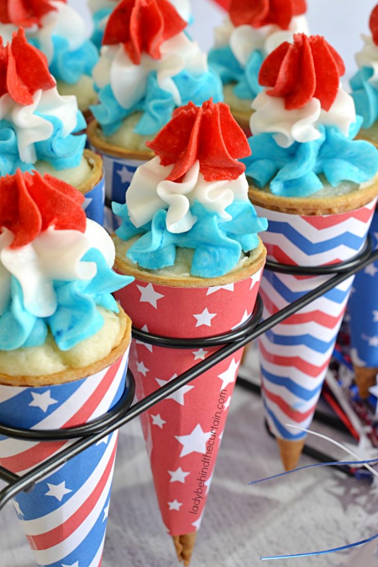 Bomb Pop Ice Cream Cone Cupcakes