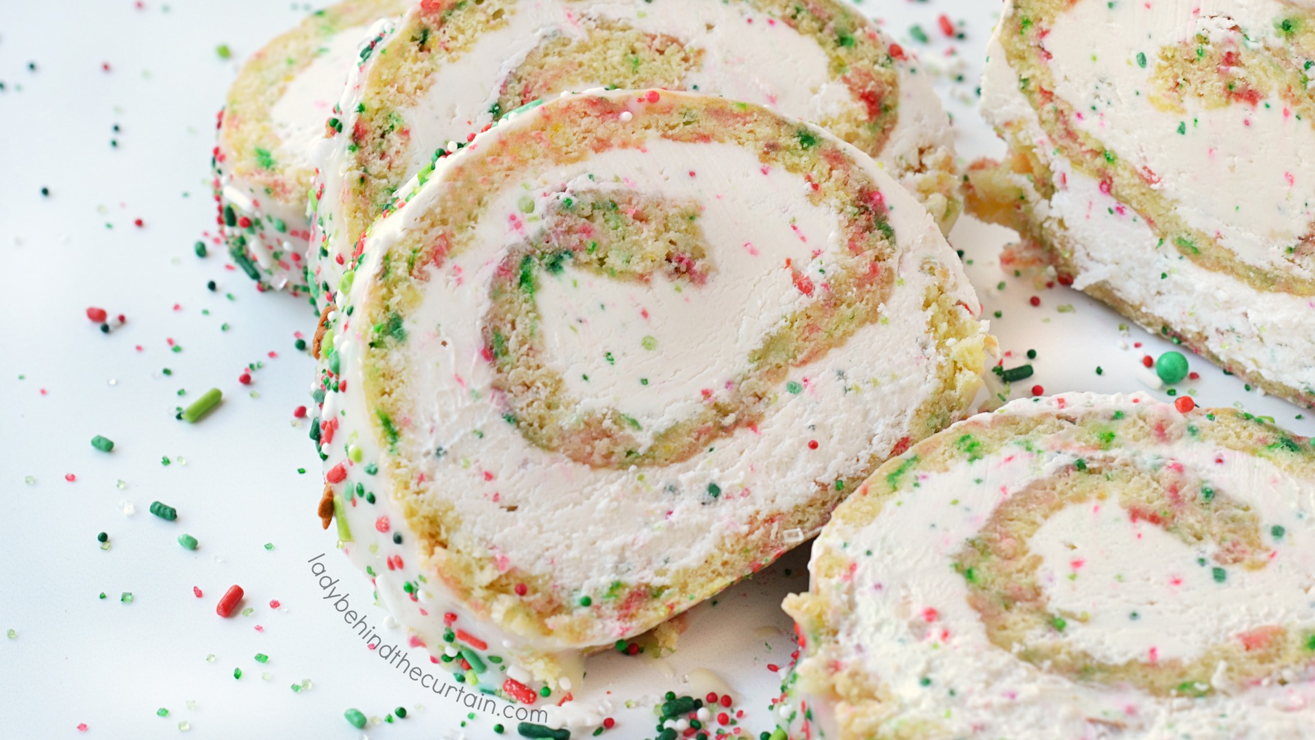 White Christmas Vanilla Swiss Cake Roll
