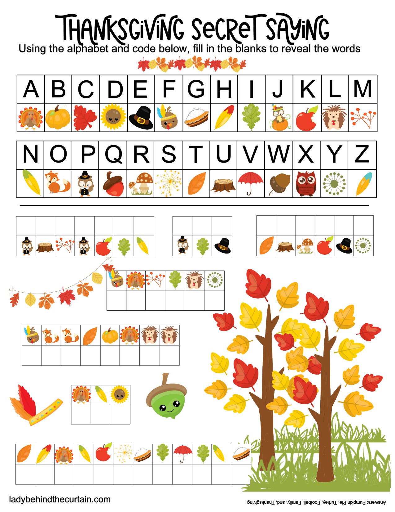 Indoor Thanksgiving Games and Free Activity Sheets
