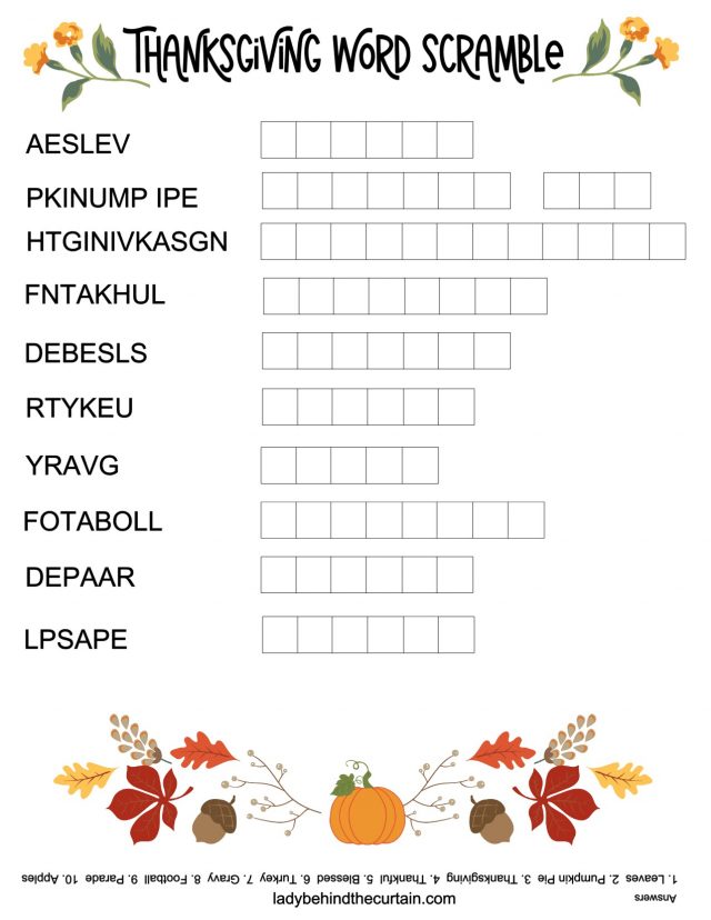 Indoor Thanksgiving Games and Free Activity Sheets