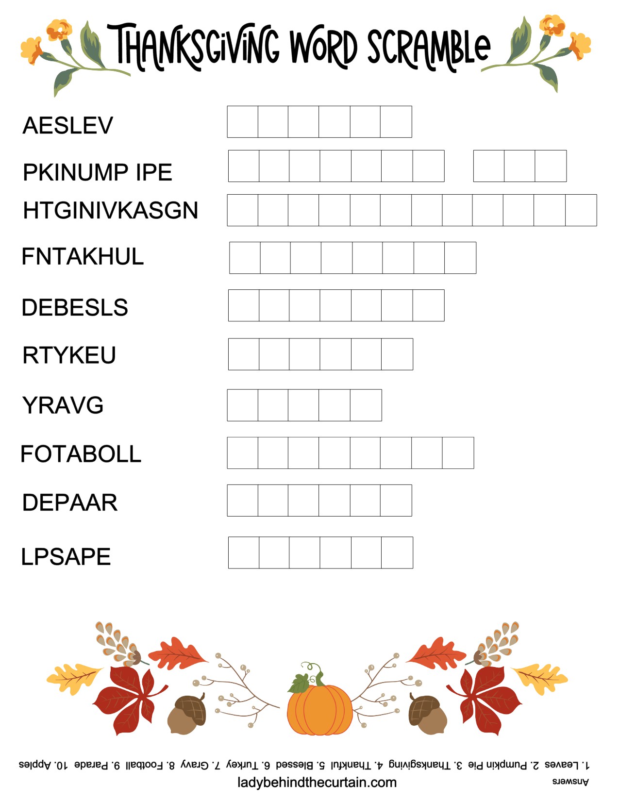 Indoor Thanksgiving Games and Free Activity Sheets