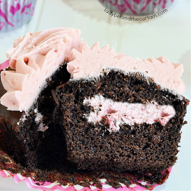 The Ultimate Raspberry Mousse Filled Chocolate Cupcakes