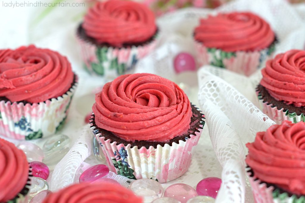 Dark Chocolate Raspberry Cupcakes, birthday party cupcakes