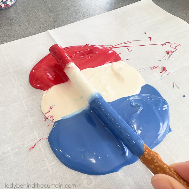 Red, White, and Blue Decorated Pretzels
