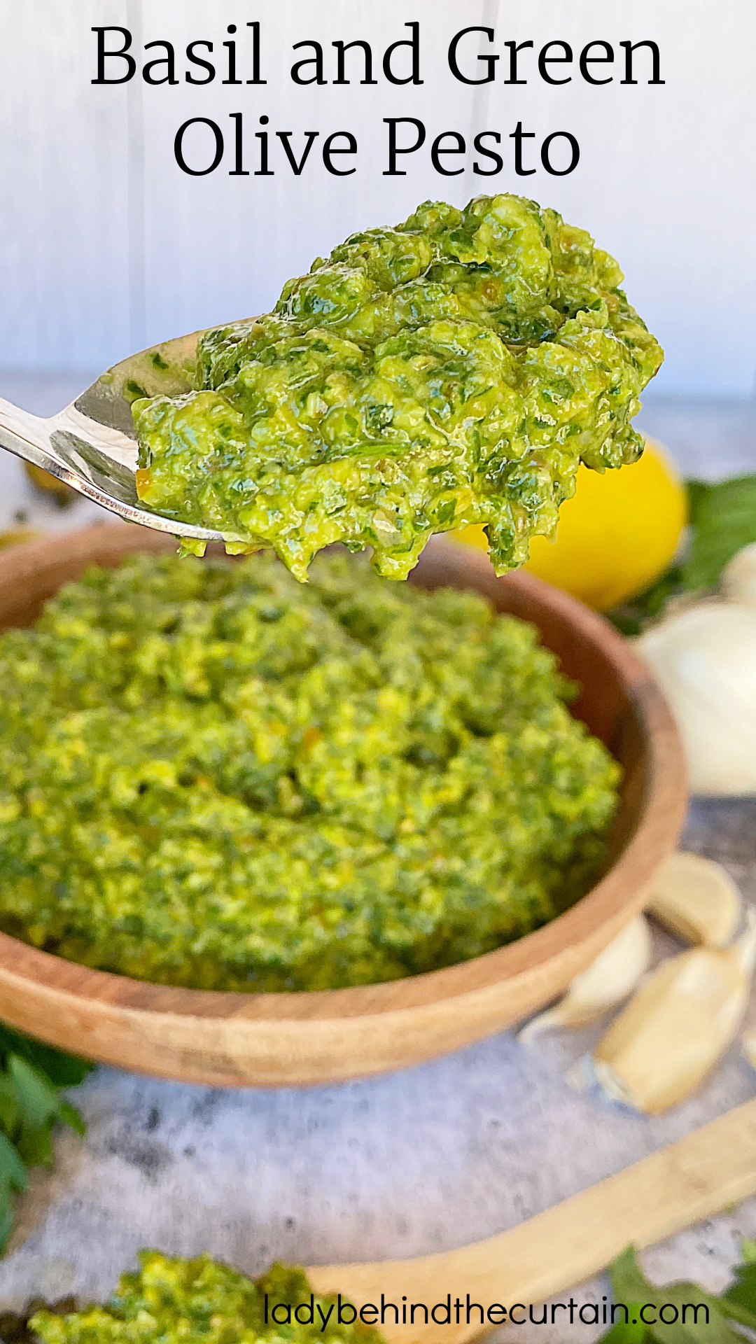 Basil and Green Olive Pesto Sauce