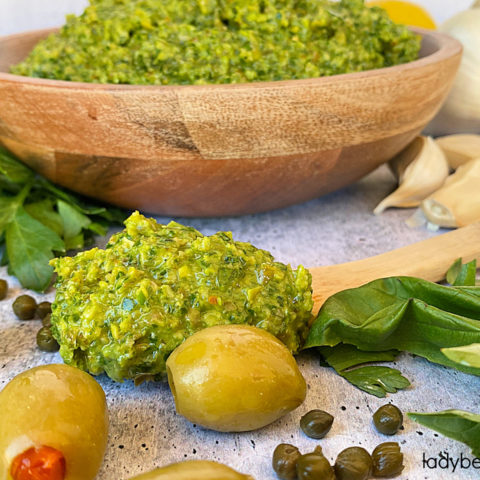 Basil and Green Olive Pesto Sauce
