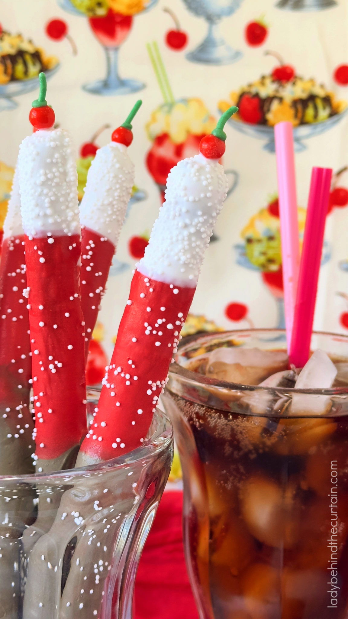 Cherry Coke Decorated Pretzels