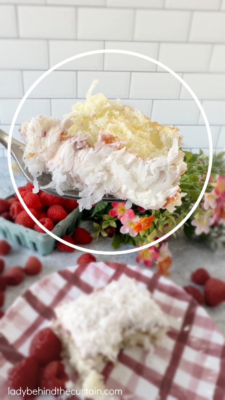 White Chocolate Raspberry Coconut Sheet Cake